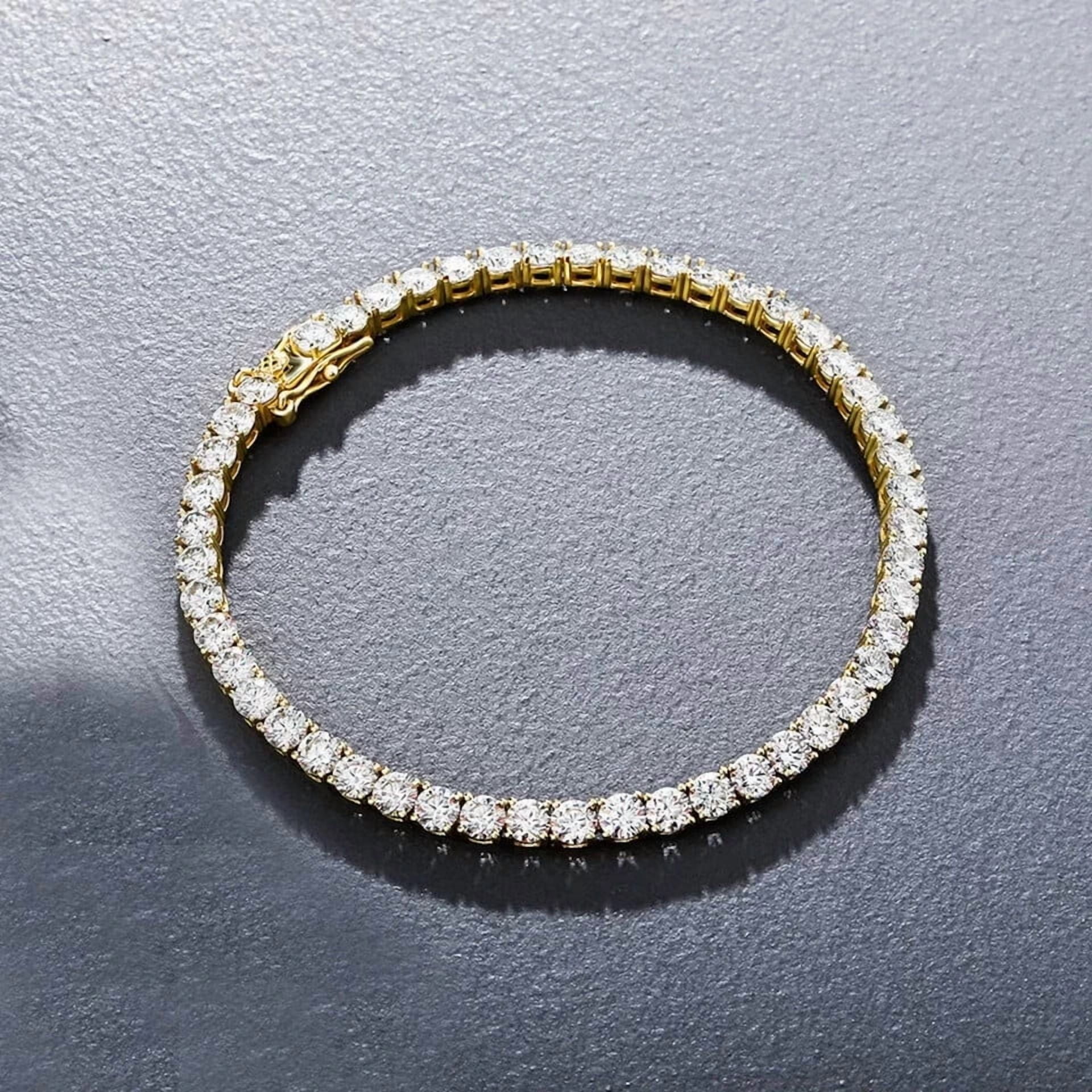50Ct Round Cut Lab Created Diamond Women's Tennis Bracelet 14K Yellow ...
