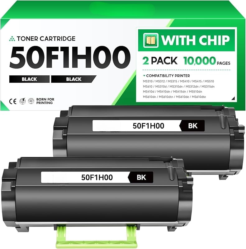 50F1H00 Toner Cartridge with chip 2-Pack High Yield Replacement for ...