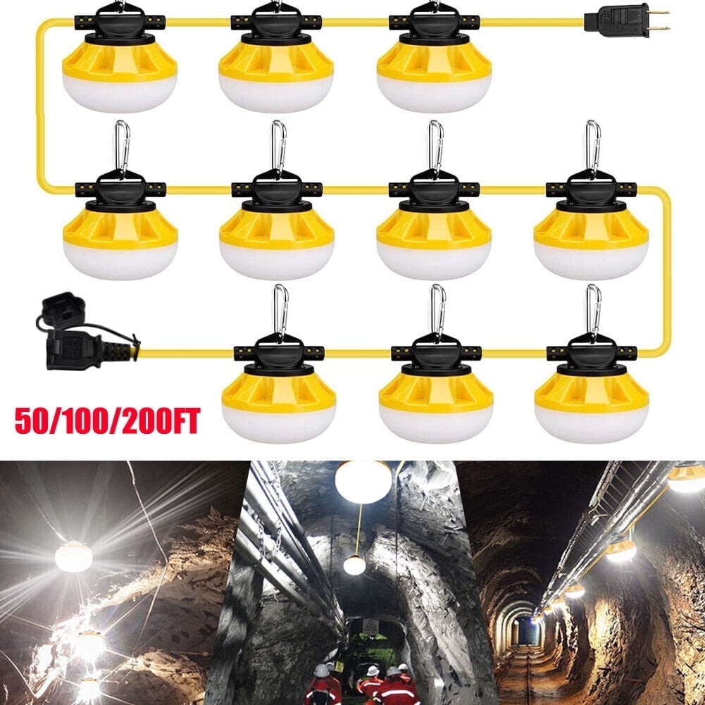 SJPACK 50FT LED Construction String Lights, 50W, IP65 Weatherproof ...