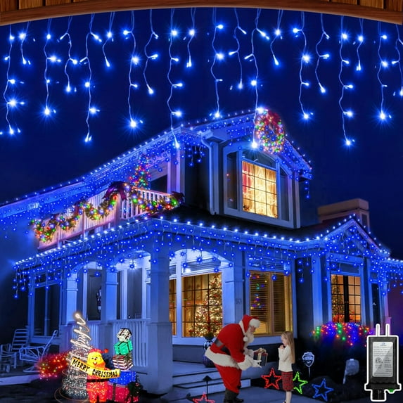 50FT 504 Outdoor Christmas Lights - 112 Ice Drops, 12 Modes with Timer ...