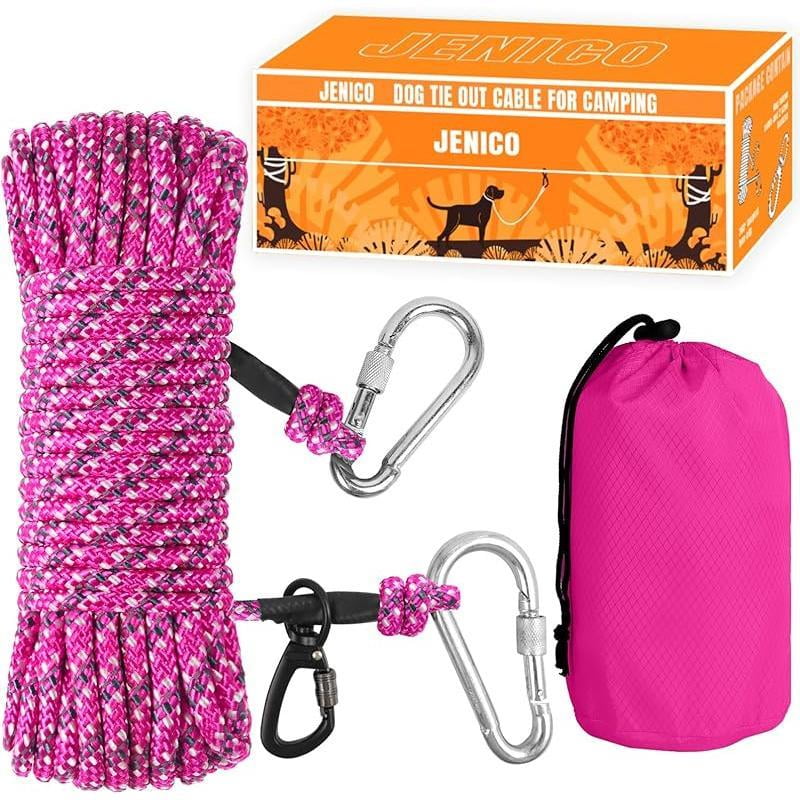 50FT/70FT/100FT Heavy-Duty Reflective Dog Tie-Out Cable with Overhead Trolley System - Nylon ...