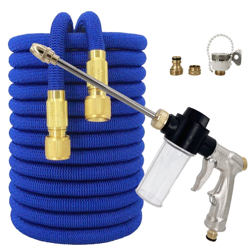 50FT Blue Expandable Garden Water Hose Expandable Double Metal ...