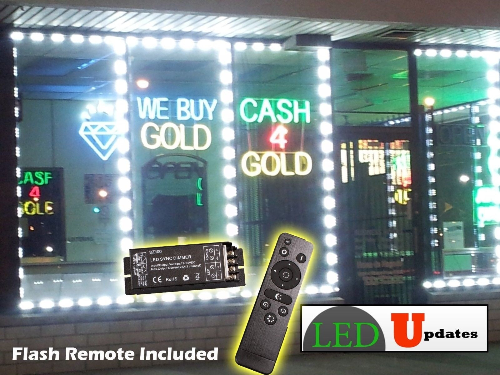 50FT Brightest STOREFRONT WHITE LED LIGHT 5630 + Flash Remote + UL ...