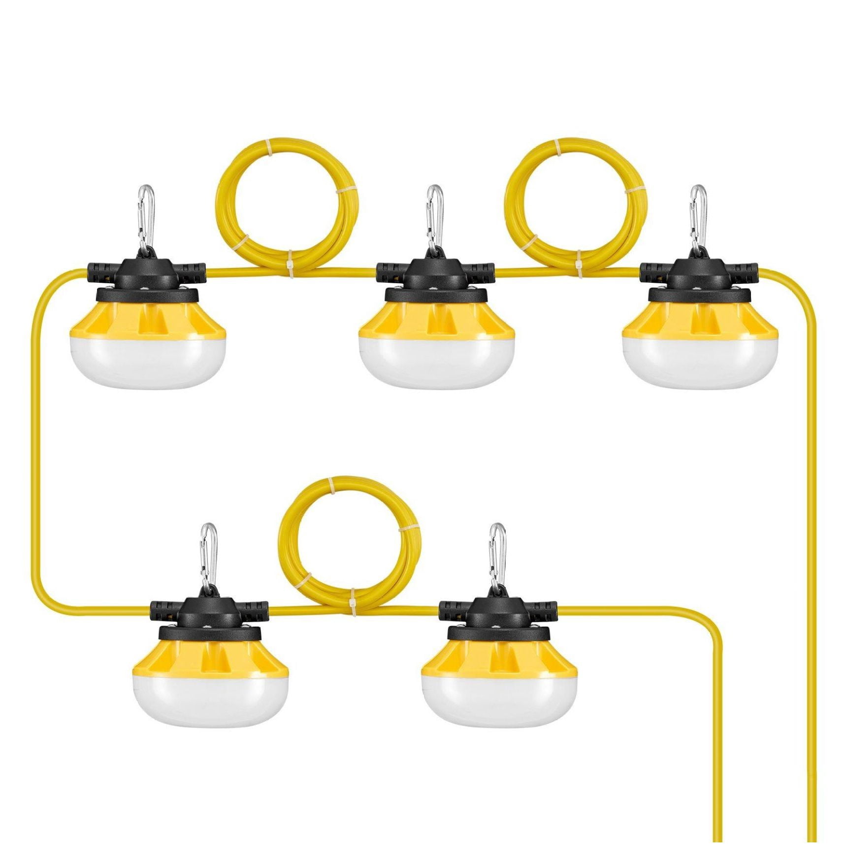 50FT Construction String Lights, 50W 5000LM, 5-Pack, 5000K Daylight ...