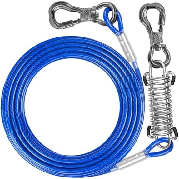 50FT Dog Tie Out Cable with Spring, Shock Absorbing Dogs Chain for ...