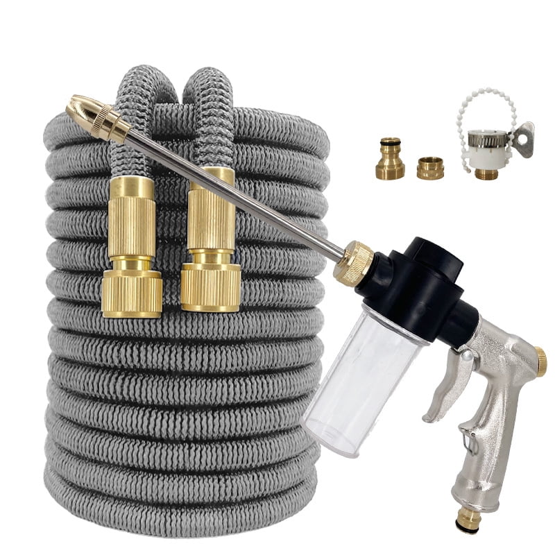 50FT Gray Expandable Garden Water Hose Expandable Double Metal ...