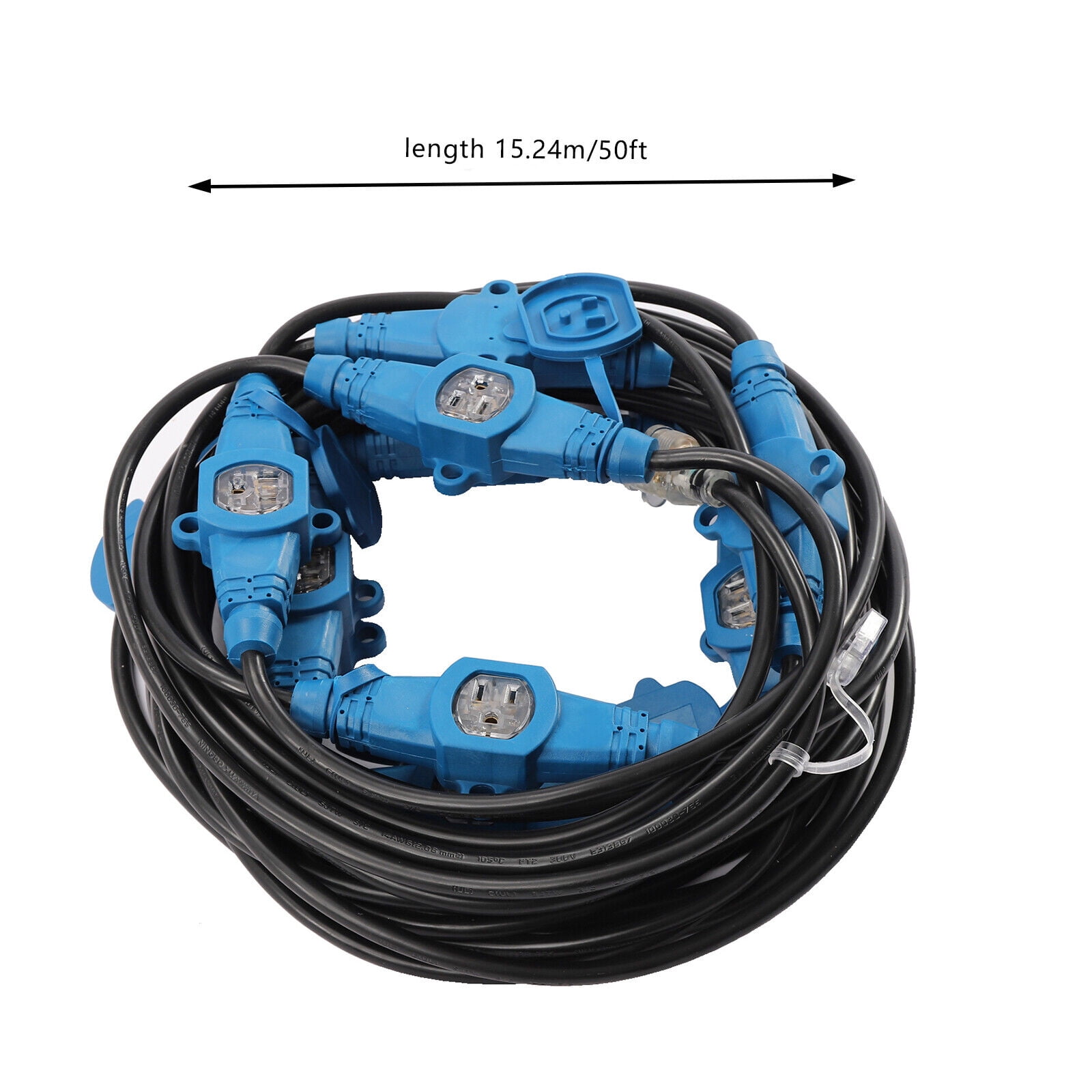 50FT Heavy Duty Extension Power Cord 11 Outlets Electrical Cable Set ...