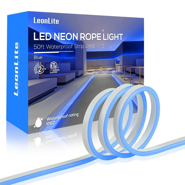 50FT LED Neon Rope Lights Outdoor, IP67 Waterproof, AC 120V LED Strip ...