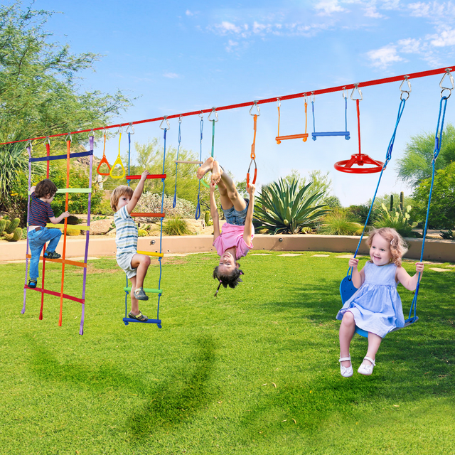 50FT Ninja Warrior Weatherproof Outdoor Obstacle Course Kit for Kids ...