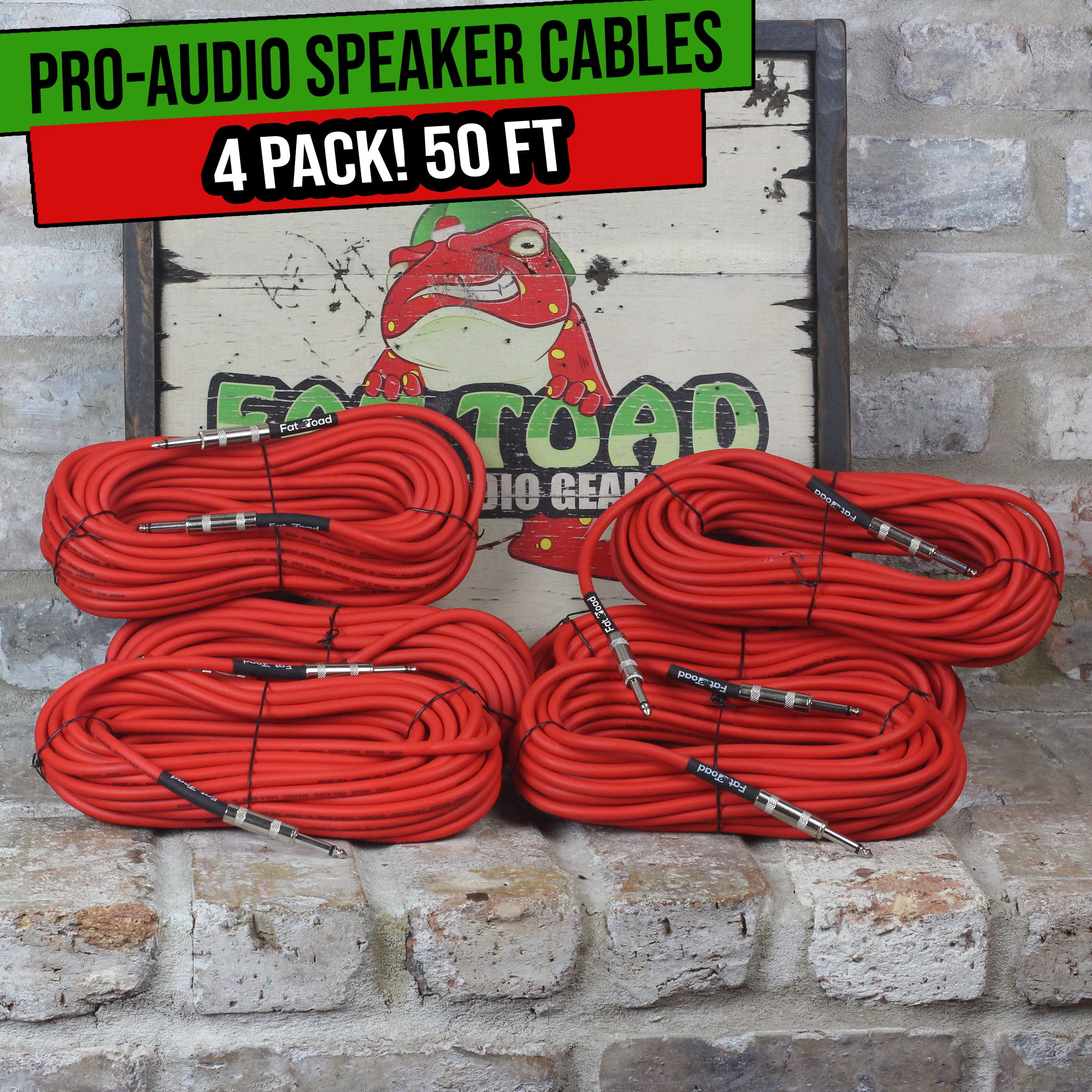 50FT PA Speaker Cables (4 PACK) | Fat Toad Pro-Audio Wire Quarter Inch ...