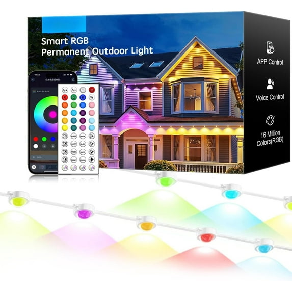 50FT Permanent Outdoor Lights,IP67 Eaves Lights with App/Remote Control ...