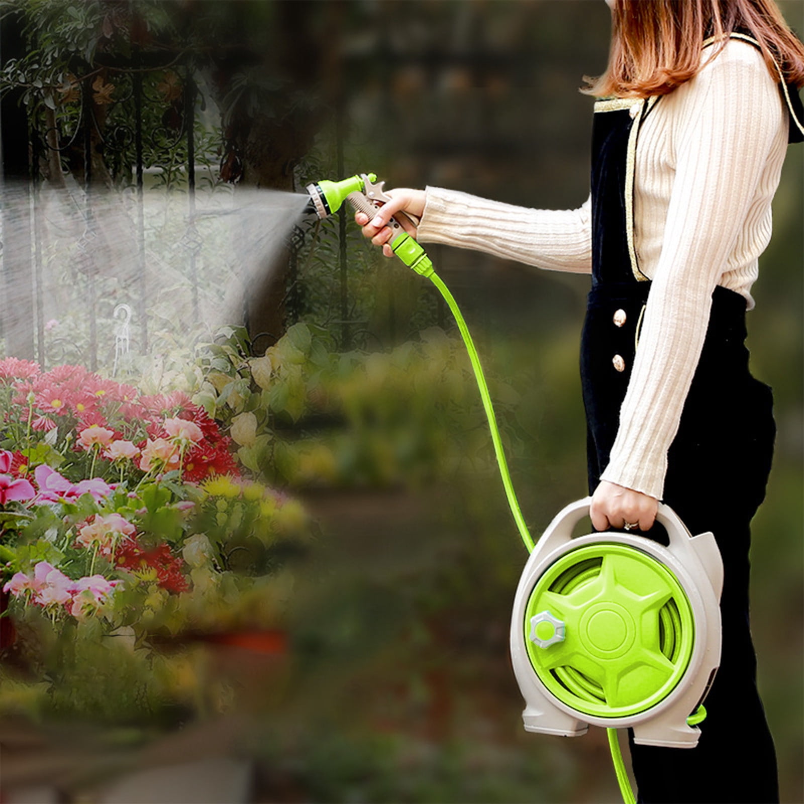 50FT Retractable Garden Hose Reel, Lightweight & Portable Hose Reel ...