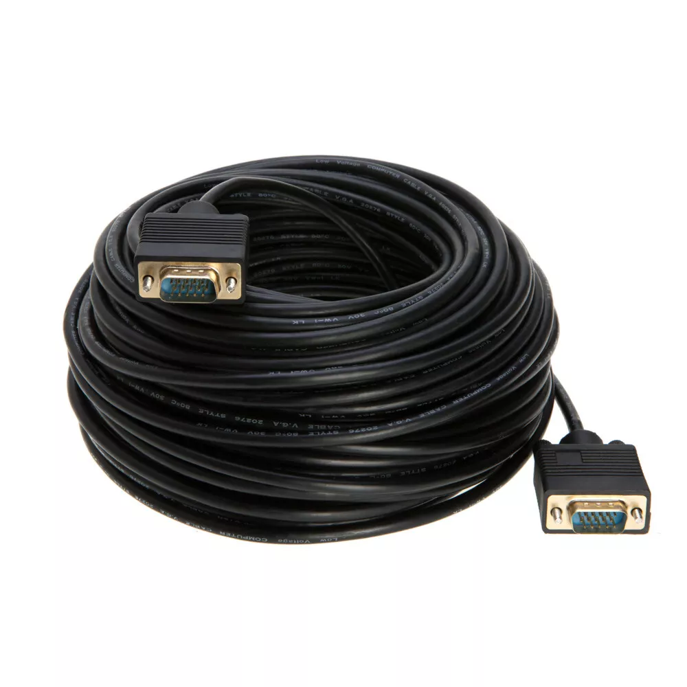 50FT SVGA Video Cable Male/Male 15 PIN Connector HD Display PC Monitor ...