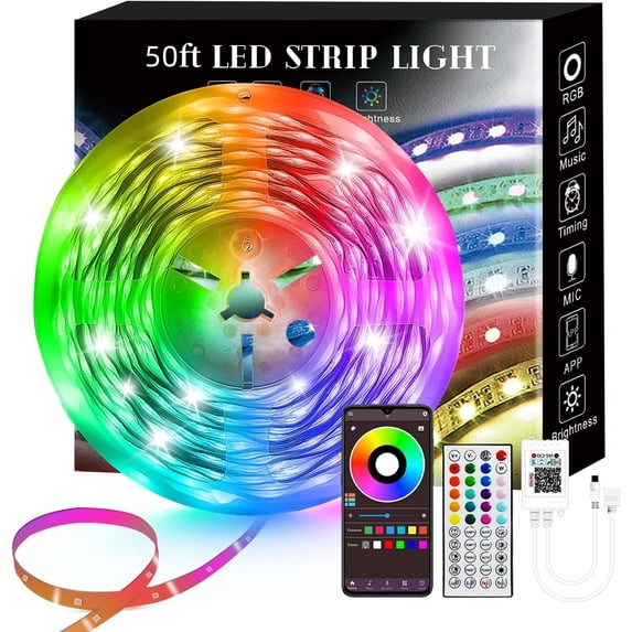 50FT Strip Lights, Sync to Music with 40 Key Remote Controller,Lighting ...