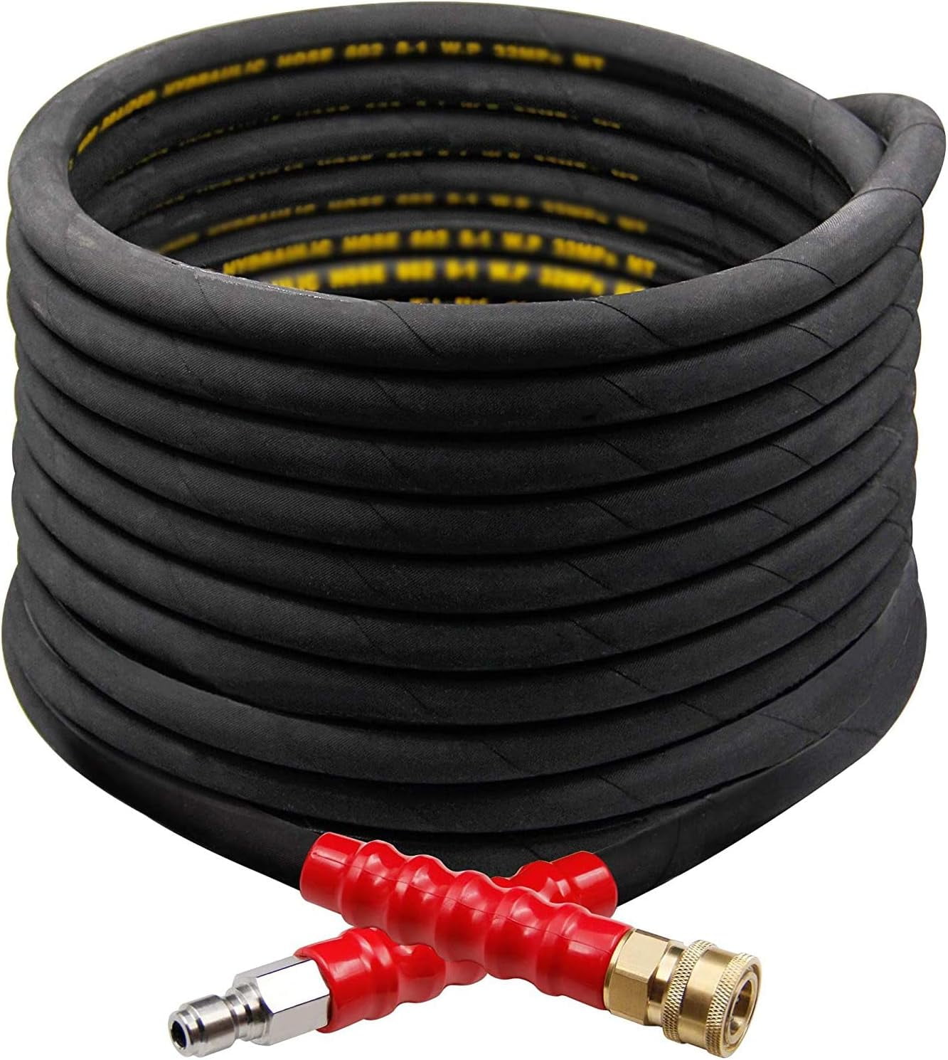 50FT Washer Hose with 3/8 Inch Quick Connect, High Tensile Wire Braided ...
