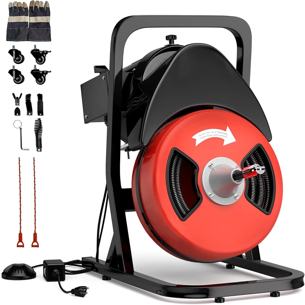 50FTx1/2 Inch Drain Cleaner Machine, Sewer Snake Electric Drain for 2 ...