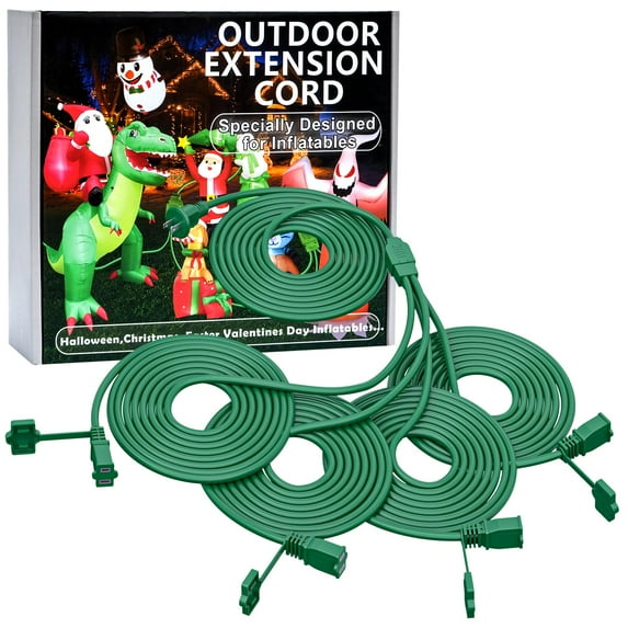 50Ft 4 Outlets Green Outdoor Extension Cords for Halloween Christmas ...