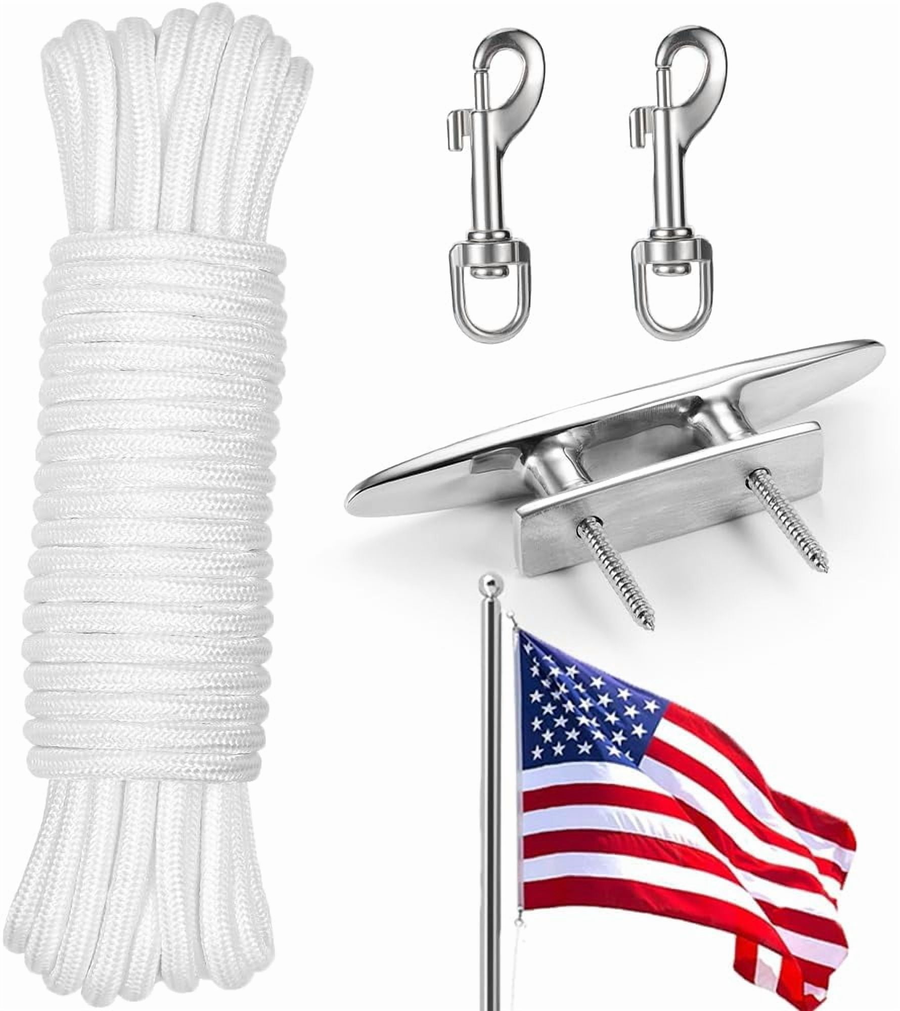 50Ft Flag Pole Rope Kit, Flagpole Hardware Accessories Replacement Kit ...