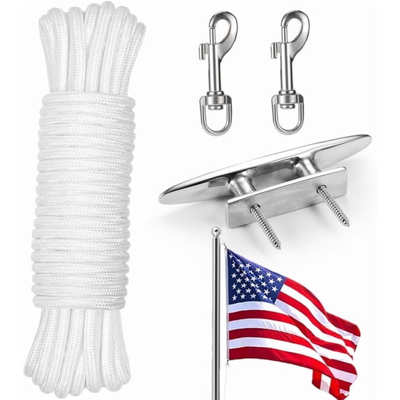 50Ft Flag Pole Rope Kit, Flagpole Hardware Accessories Replacement Kit ...
