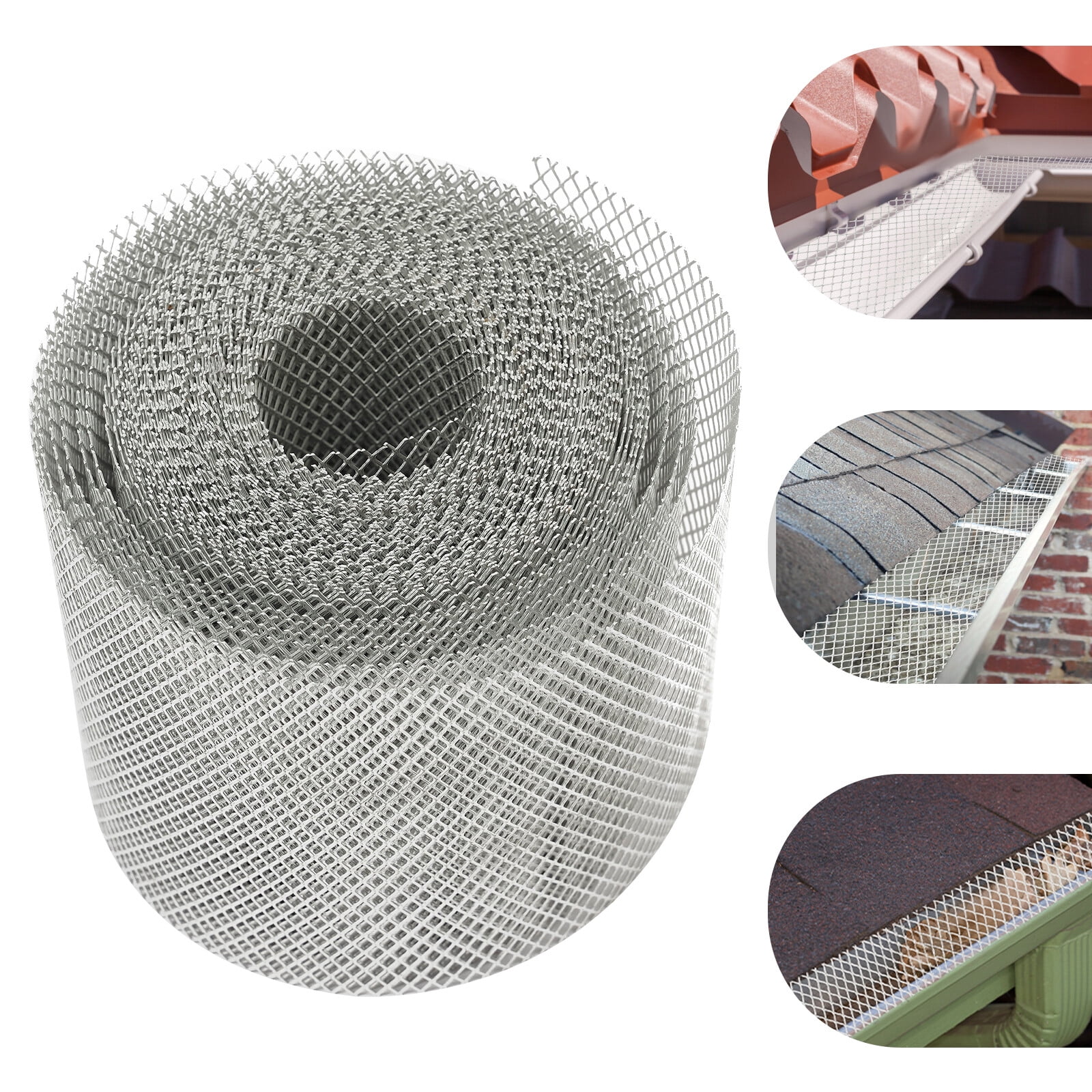 50Ft Rollable Gutter Guard, 5in Width Silver Mesh, Heat-Resistant ...