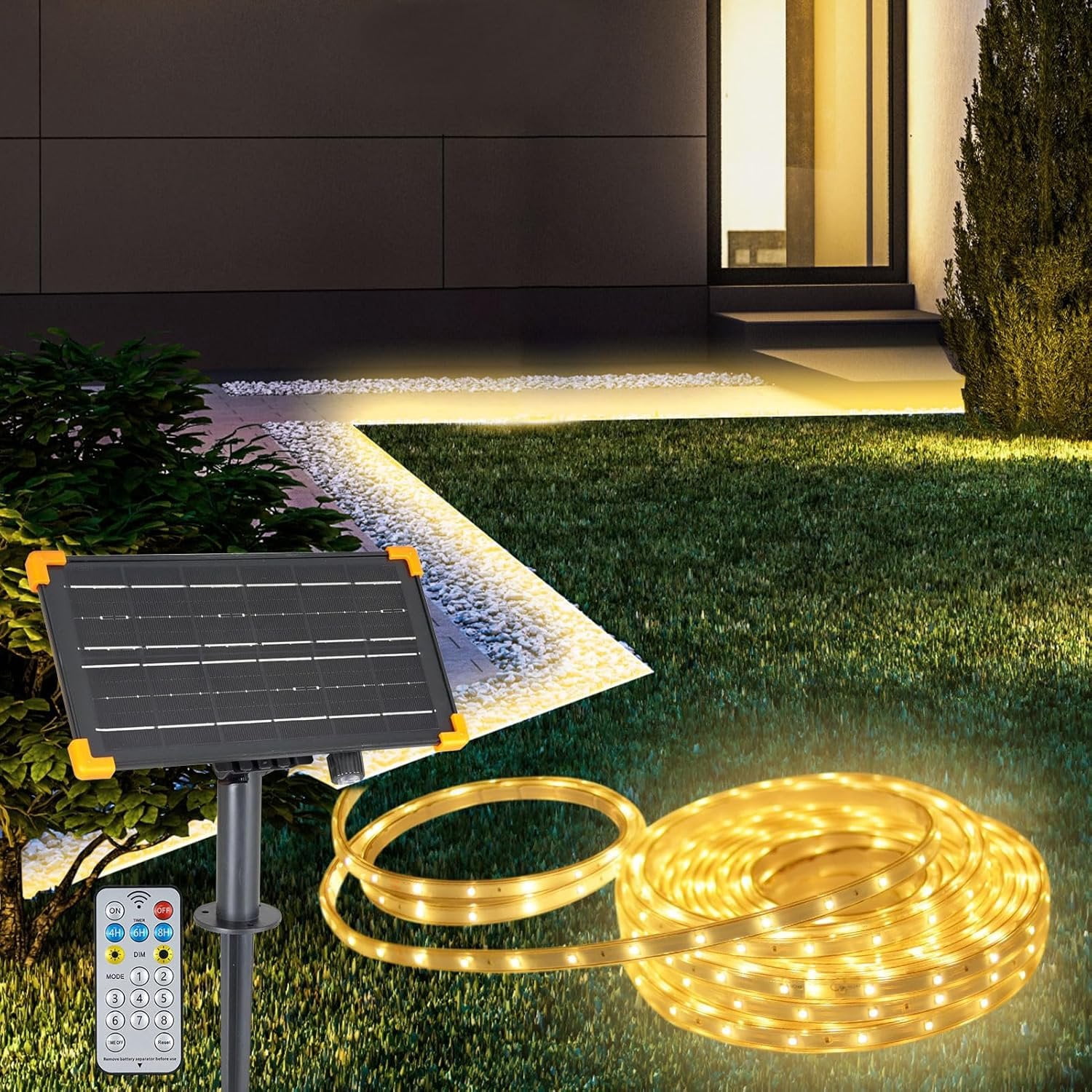 50Ft Solar LED Strip Lights Outdoor, Large Capacity Solar Light Strip ...