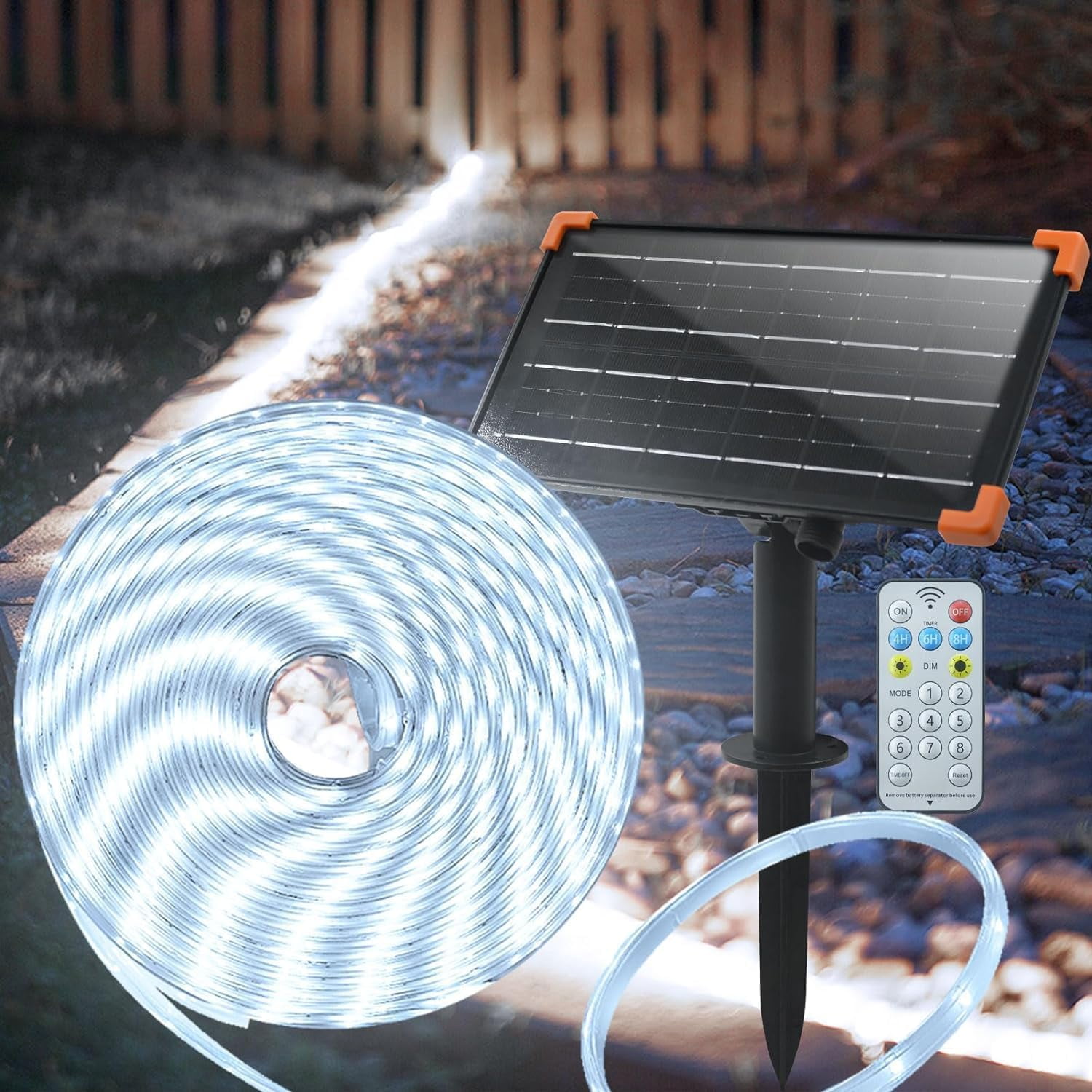 50Ft Solar Strip Lights Outdoor, Waterproof LED Light Auto On/Off ...