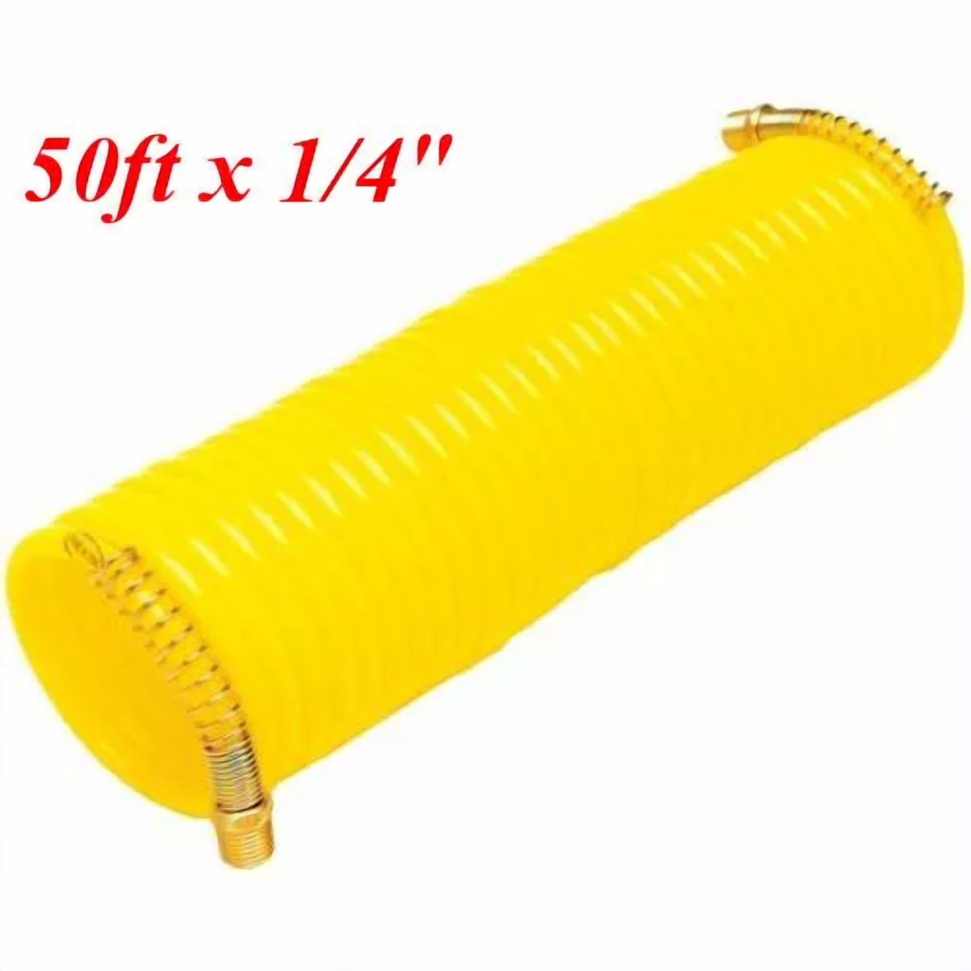 50Ft X 1/4" Recoil Air Hose Re Coil Spring Ends Pneumatic Compressor ...