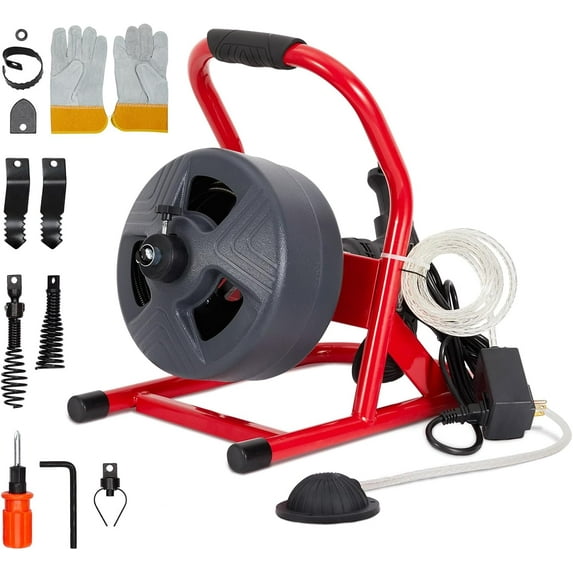 50Ft x 5/16 Inch Drain Cleaner Machine,Electric Drain Auger ...