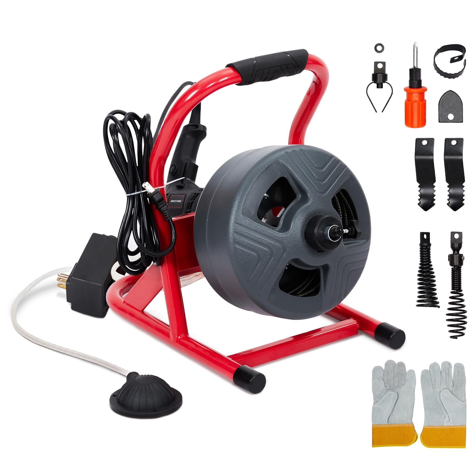 50Ft x 5/16 Inch Drain Cleaner Machine, Electric Drain Auger ...