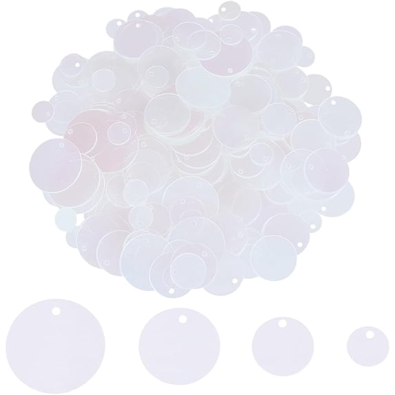 50G 4 Styles Clear White Loose Sequin Mixed Flat Round Spangles PVC ...