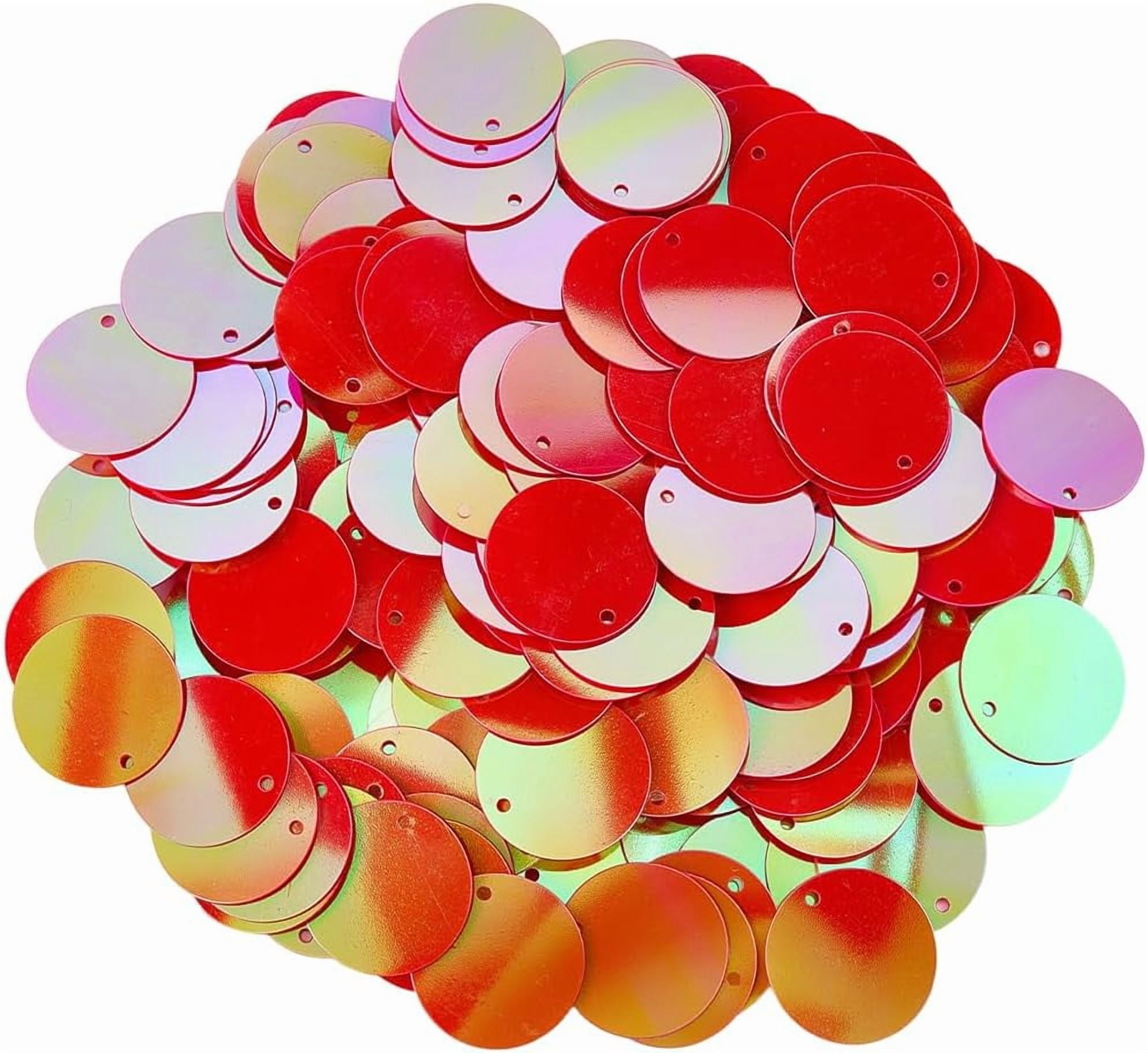 50G Red Round Flat Sequins Loose Bulk 20Mm Large PVC Iridescent ...