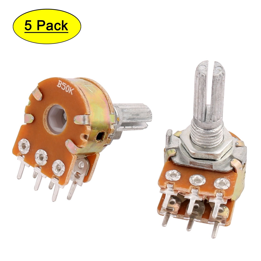 50K Ohm B50K 13mm Split Shaft 6 Terminals Dual Potentiometers Taper ...