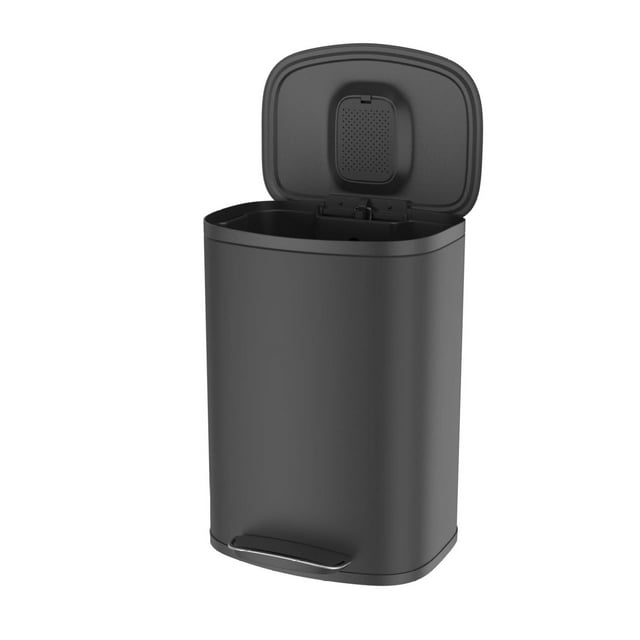 50L/13 Gallon Trash Can, Stainless Steel Garbage Can with lid, Heavy Duty Trash Bin w/Soft-Close ...