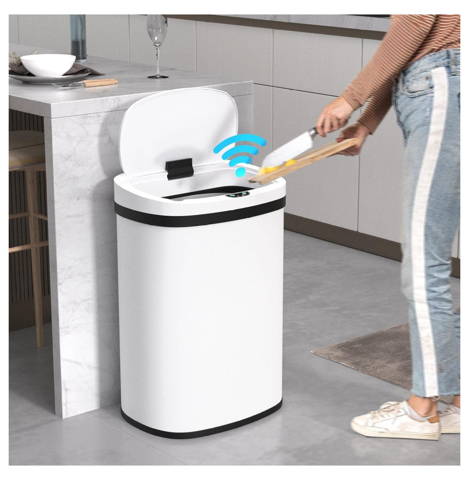 50L/13Gal Automatic Trash Can for Home and Kitchen, Large Stainless ...