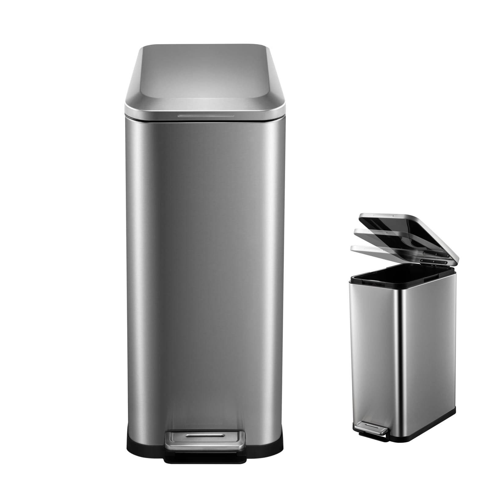 50L/13Gal Kitchen Trash Can,Stainless Steel Garbage Can with Single ...