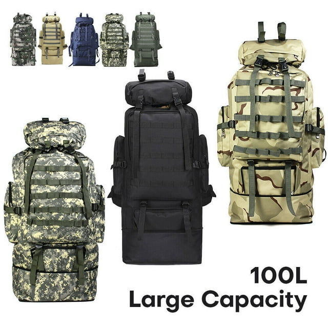 50L/80L/100L Outdoor Military Tactical Backpack Rucksack Camping Hiking ...