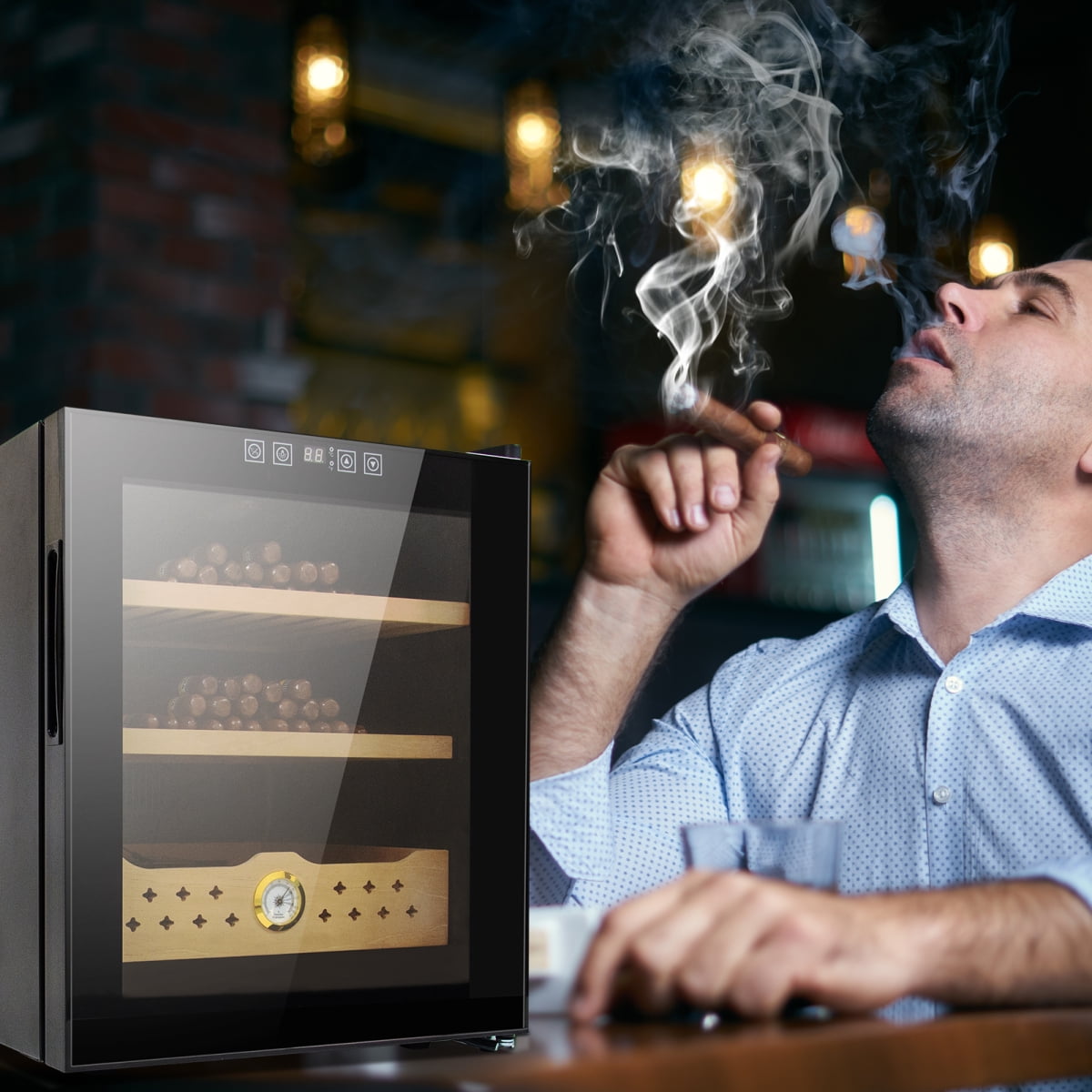 50L Electric Humidor, 300 Counts Capacity Cigar Cooler with Constant ...