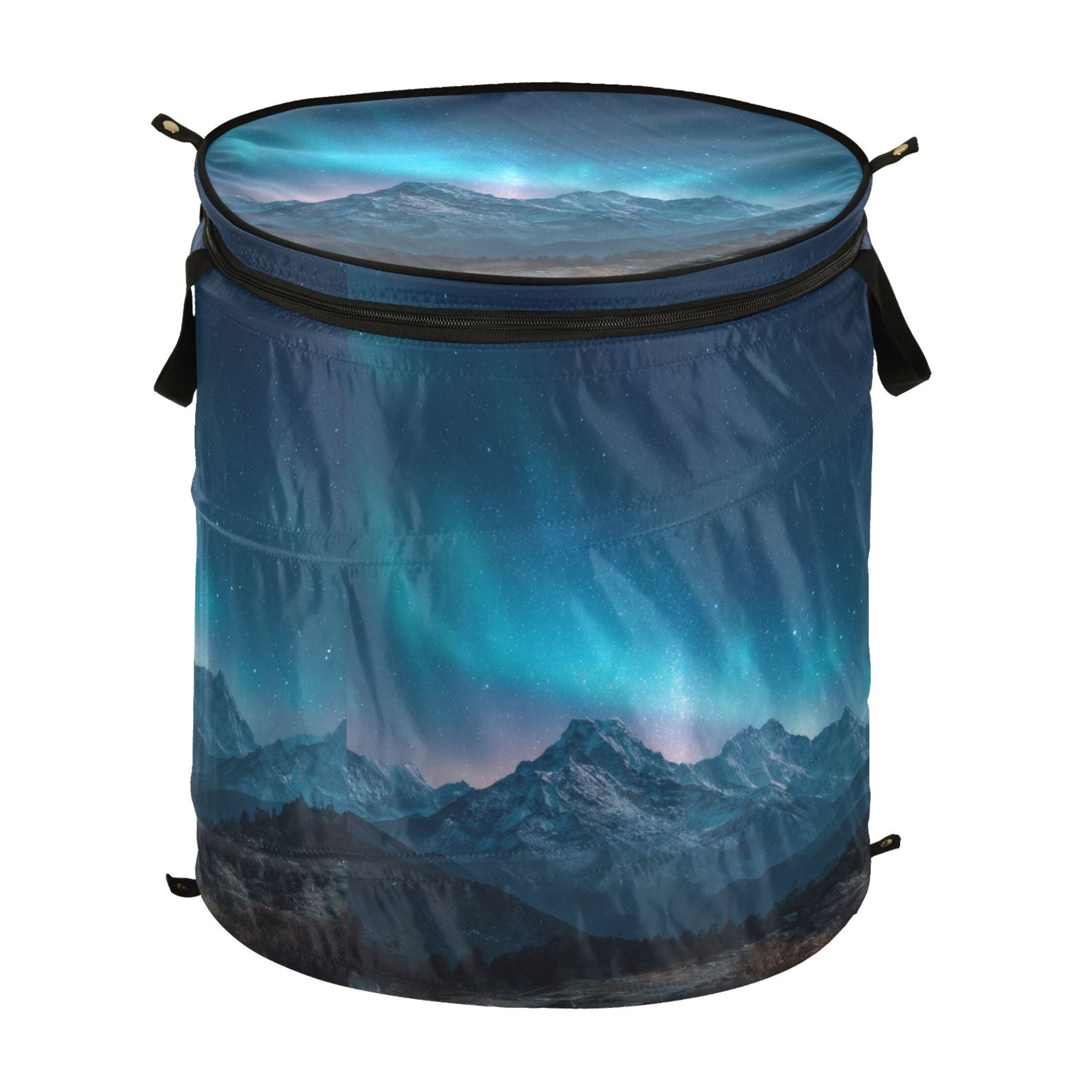 50L Extra Large Popup Hamper Collapsible Laundry Basket With Zippered Lid 15.7x18.5in Starry Sky ...