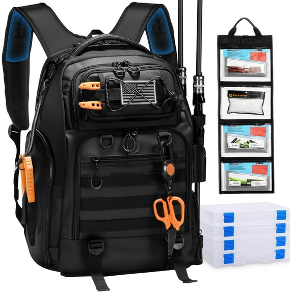 50L Fishing Tackle Backpack with Removable Lure Wraps,Include (4) 3600 ...