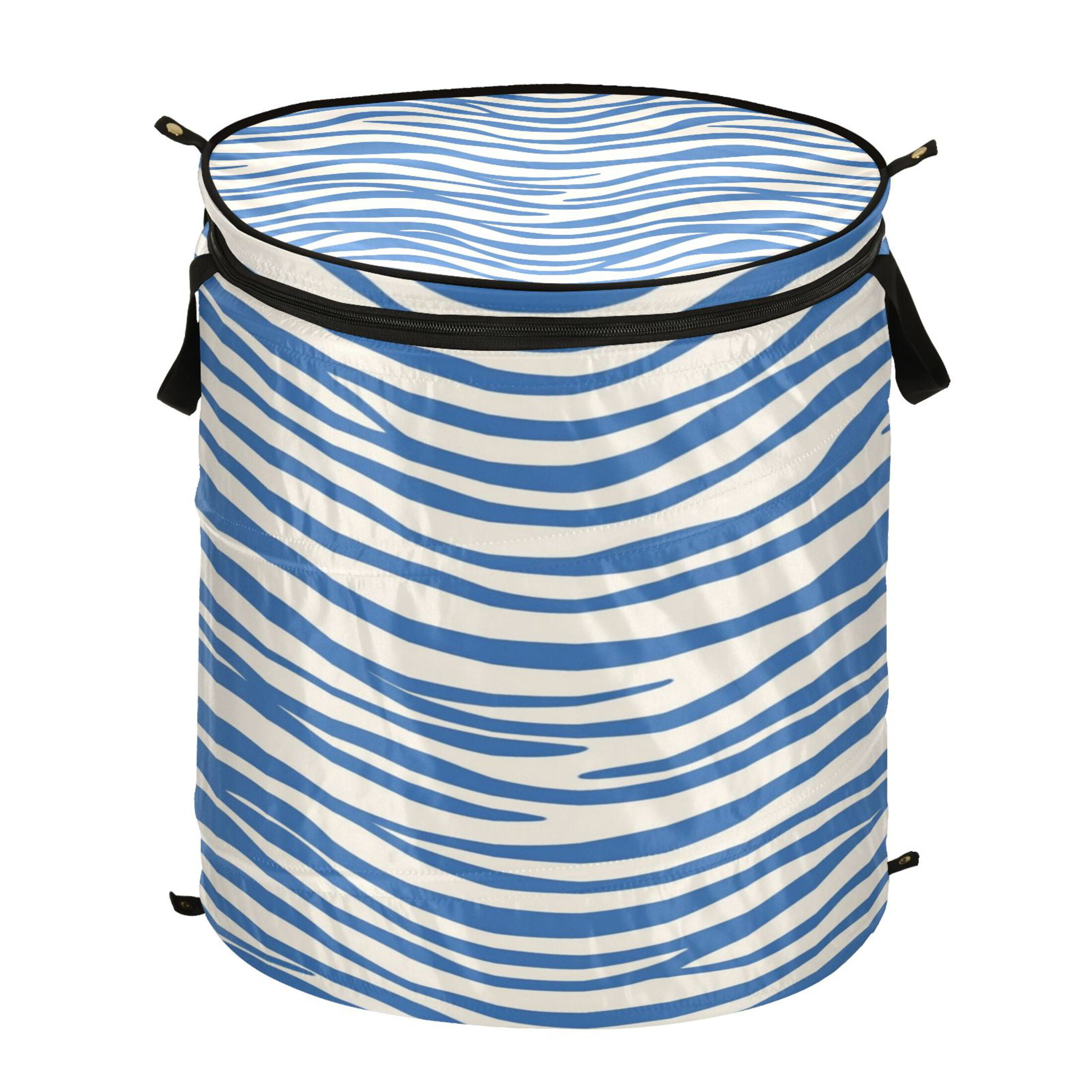 50L Large Capacity Foldable Elastic Storage Basket Laundry Basket Blue ...