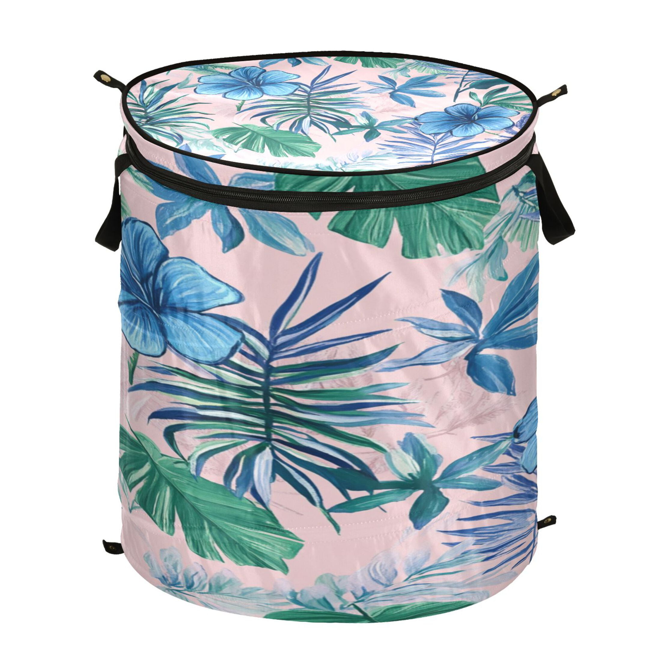 50L Large Capacity Foldable Elastic Storage Basket Laundry Basket Blue ...