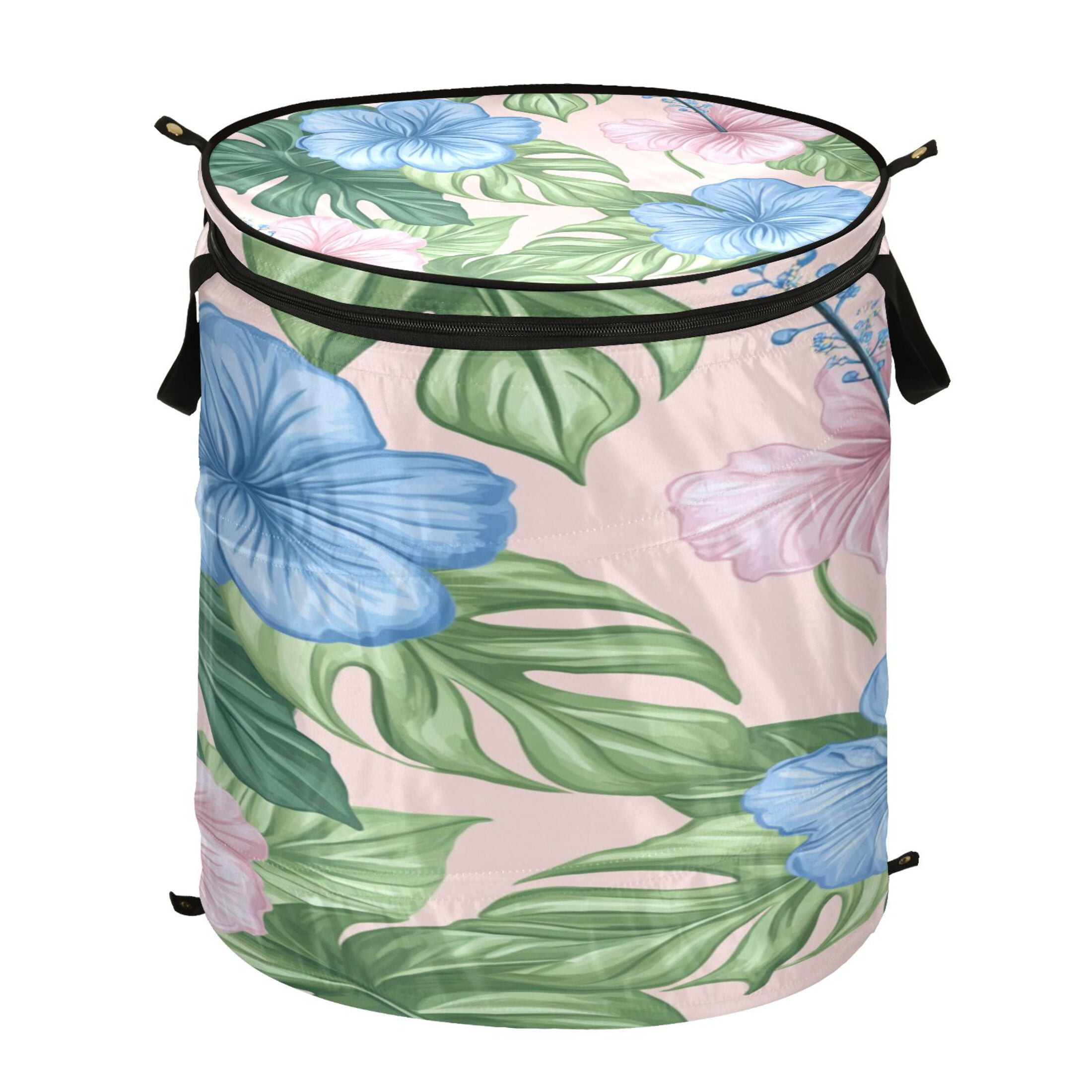 50L Large Capacity Foldable Elastic Storage Basket Laundry Basket Blue ...
