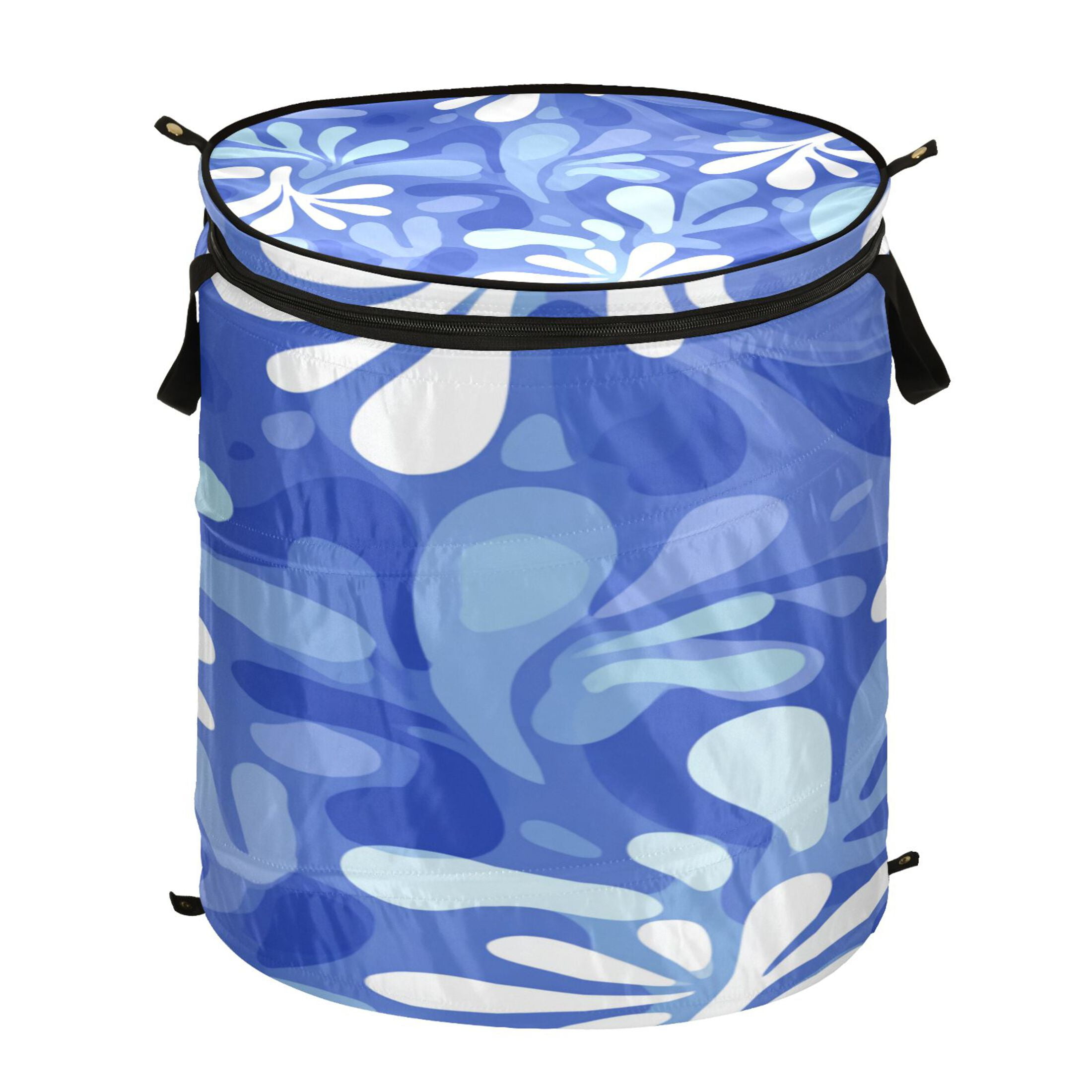 50L Large Capacity Foldable Elastic Storage Basket Laundry Basket Blue ...