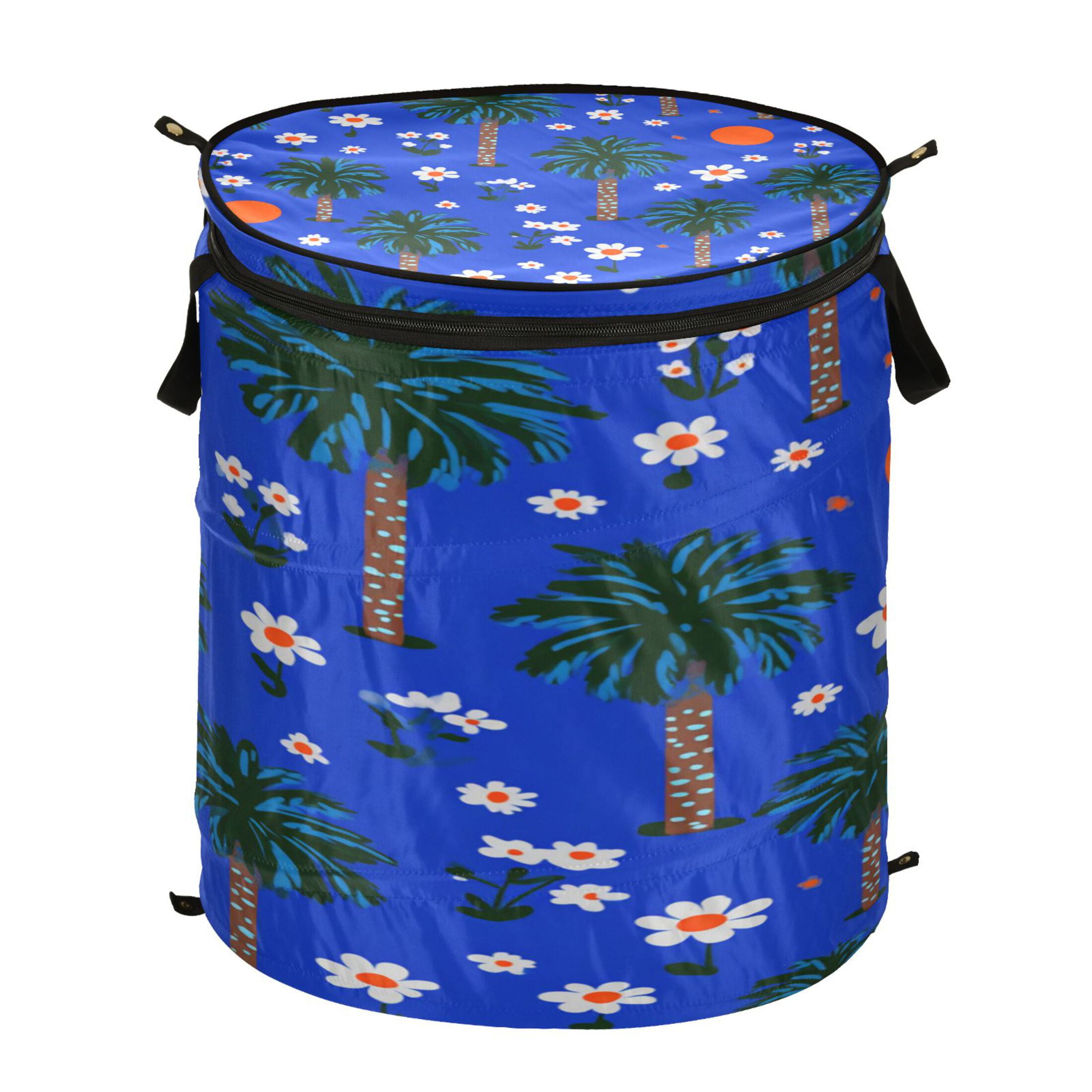 50L Large Capacity Foldable Elastic Storage Basket Laundry Basket Blue ...