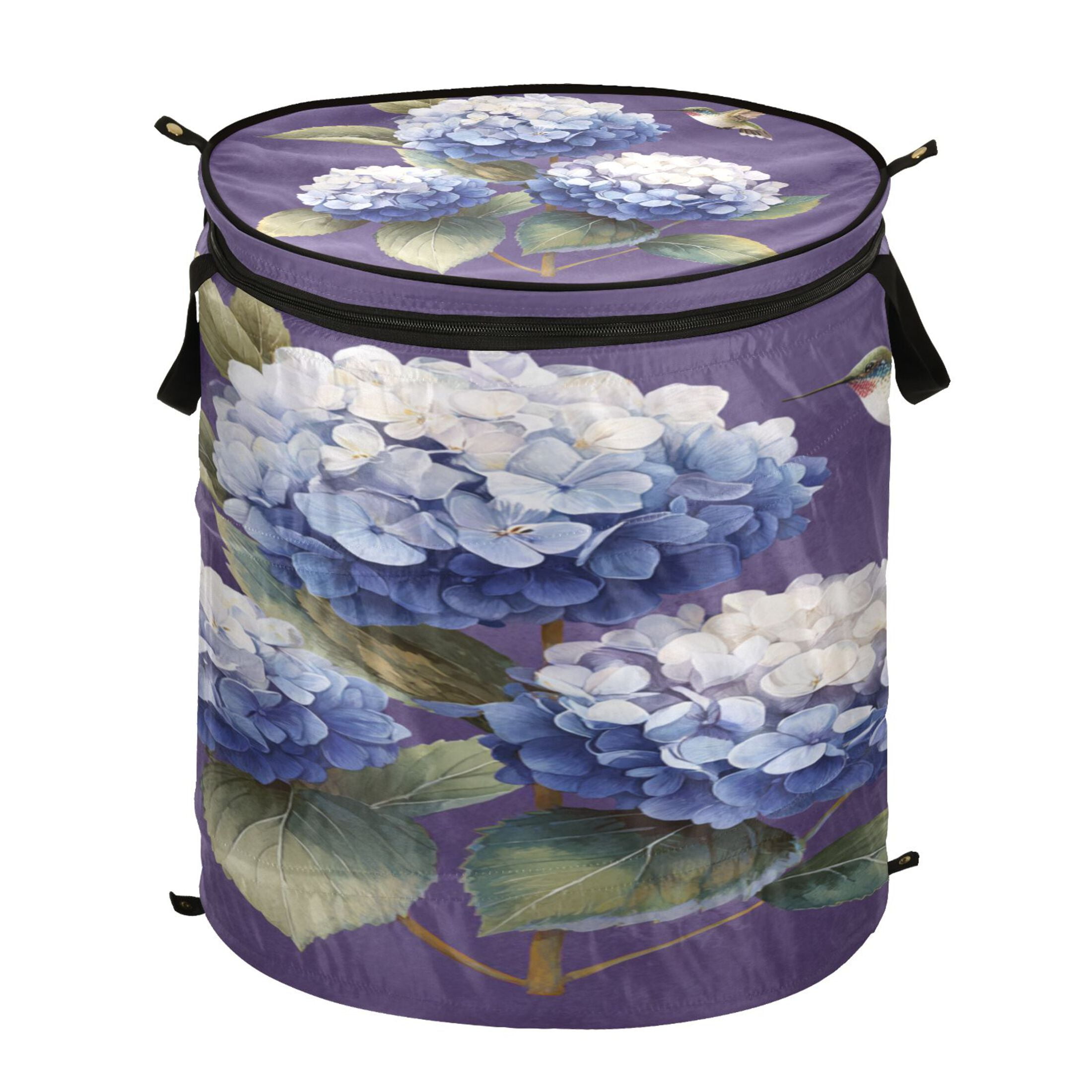 50L Large Capacity Foldable Elastic Storage Basket Laundry Basket Blue ...