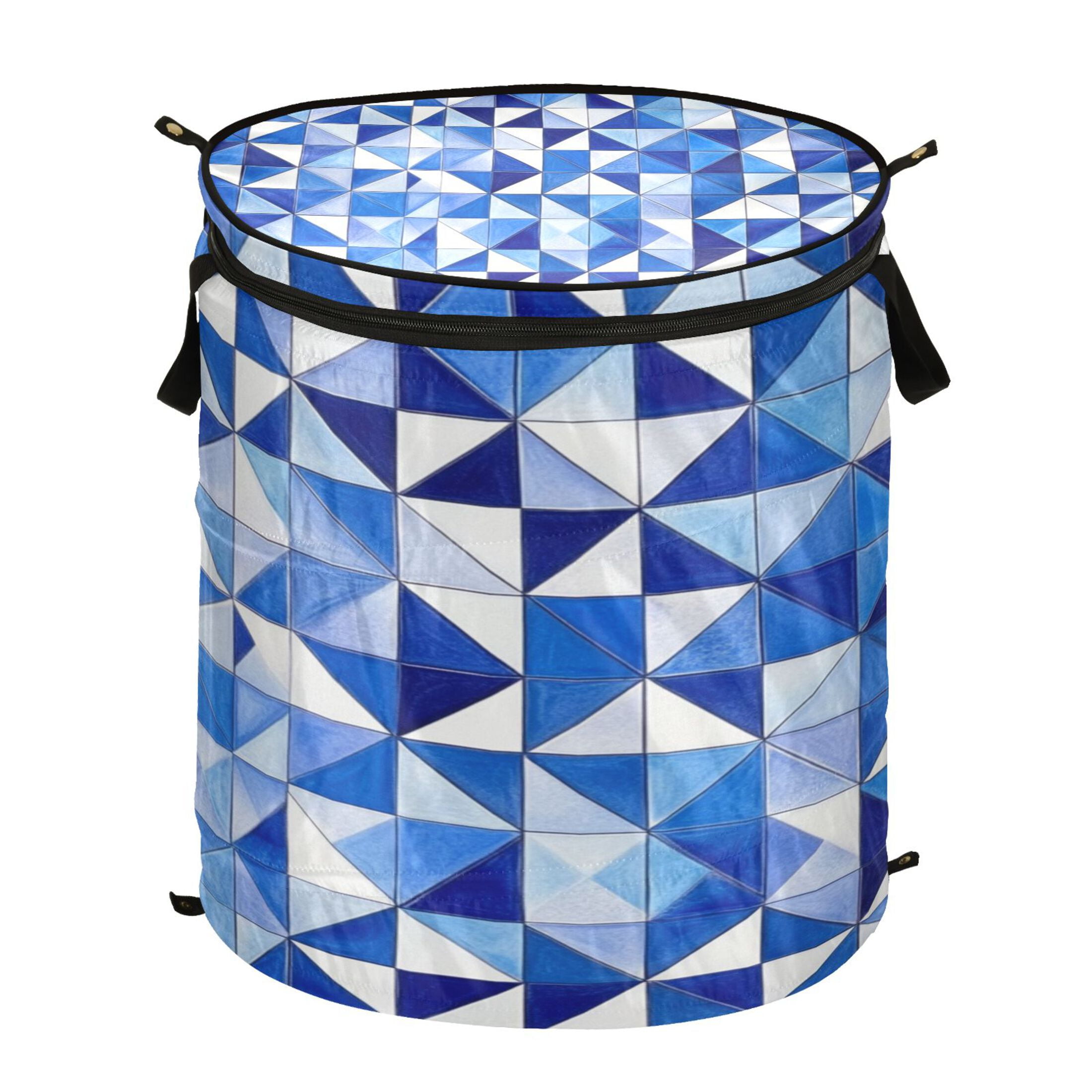50L Large Capacity Foldable Elastic Storage Basket Laundry Basket Blue ...