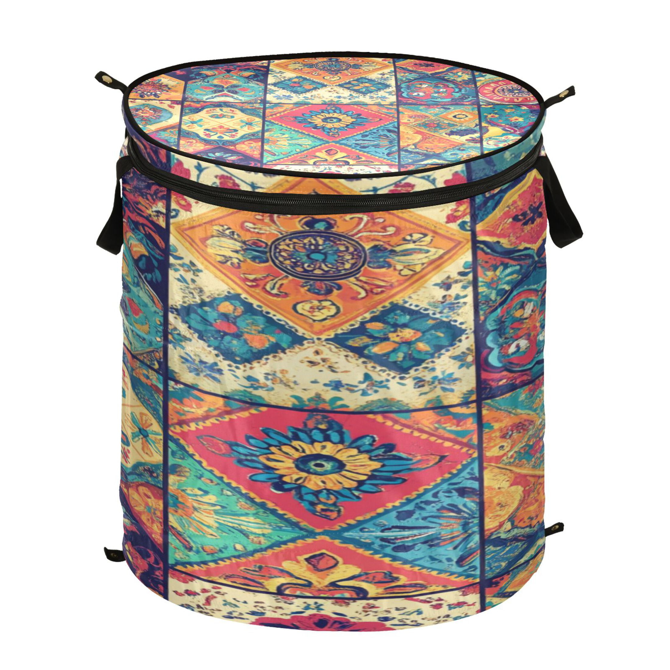 50L Large Capacity Foldable Elastic Storage Basket Laundry Basket ...