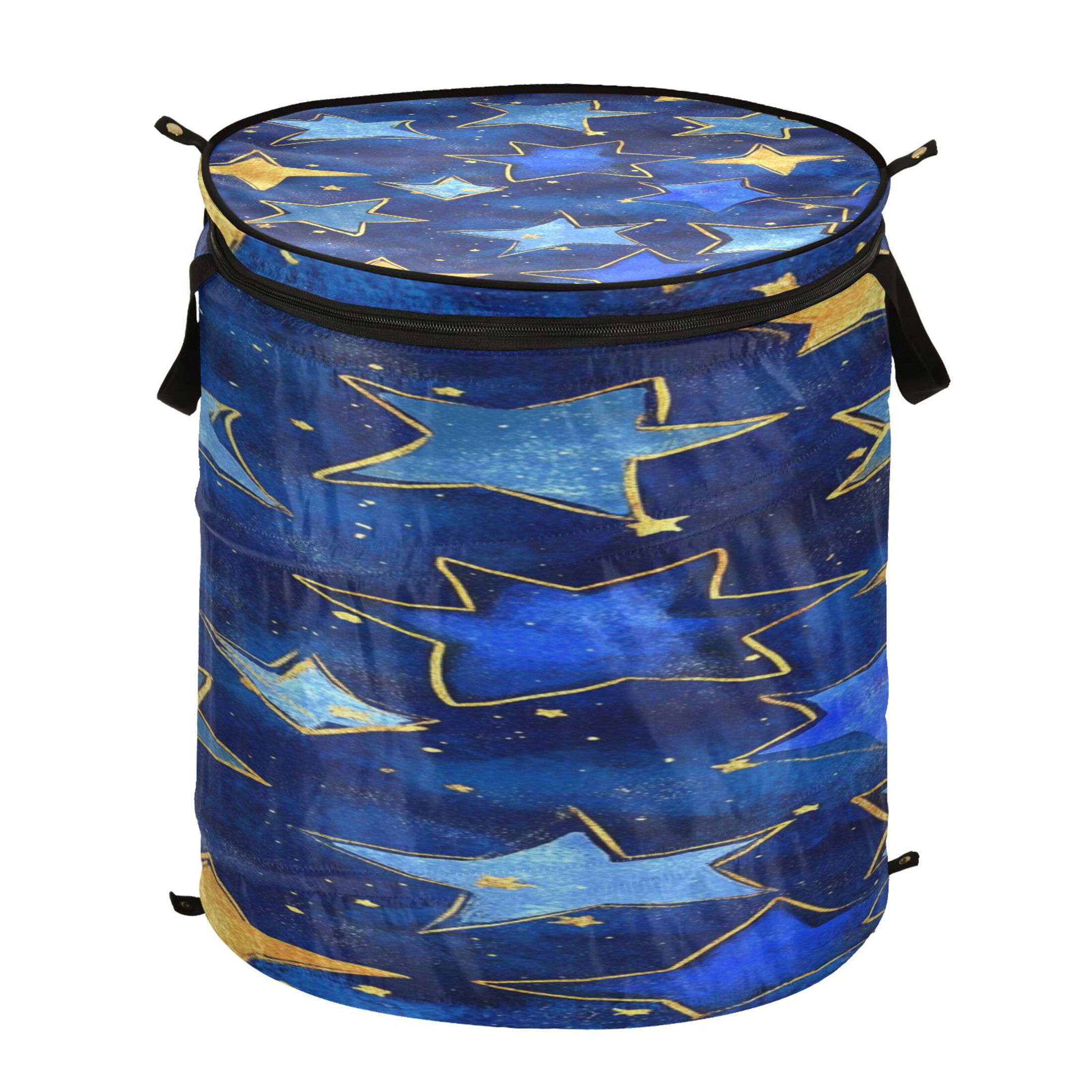 50L Large Capacity Foldable Elastic Storage Basket Laundry Basket Dark ...
