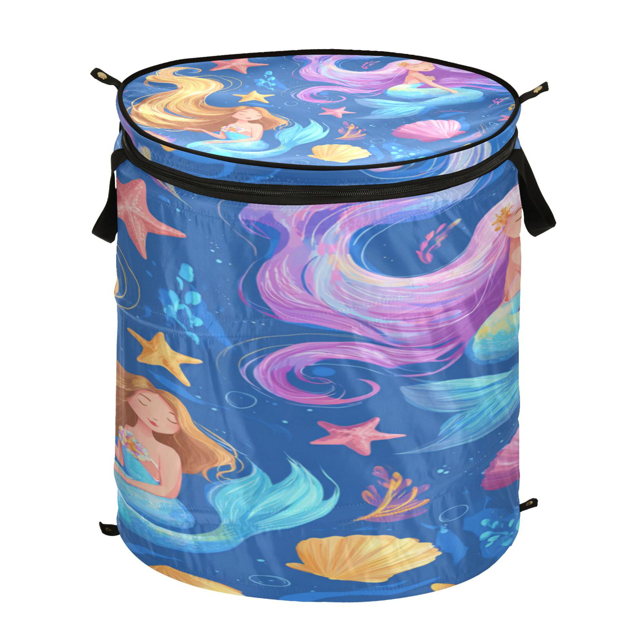 50L Large Capacity Foldable Elastic Storage Basket Laundry Basket ...