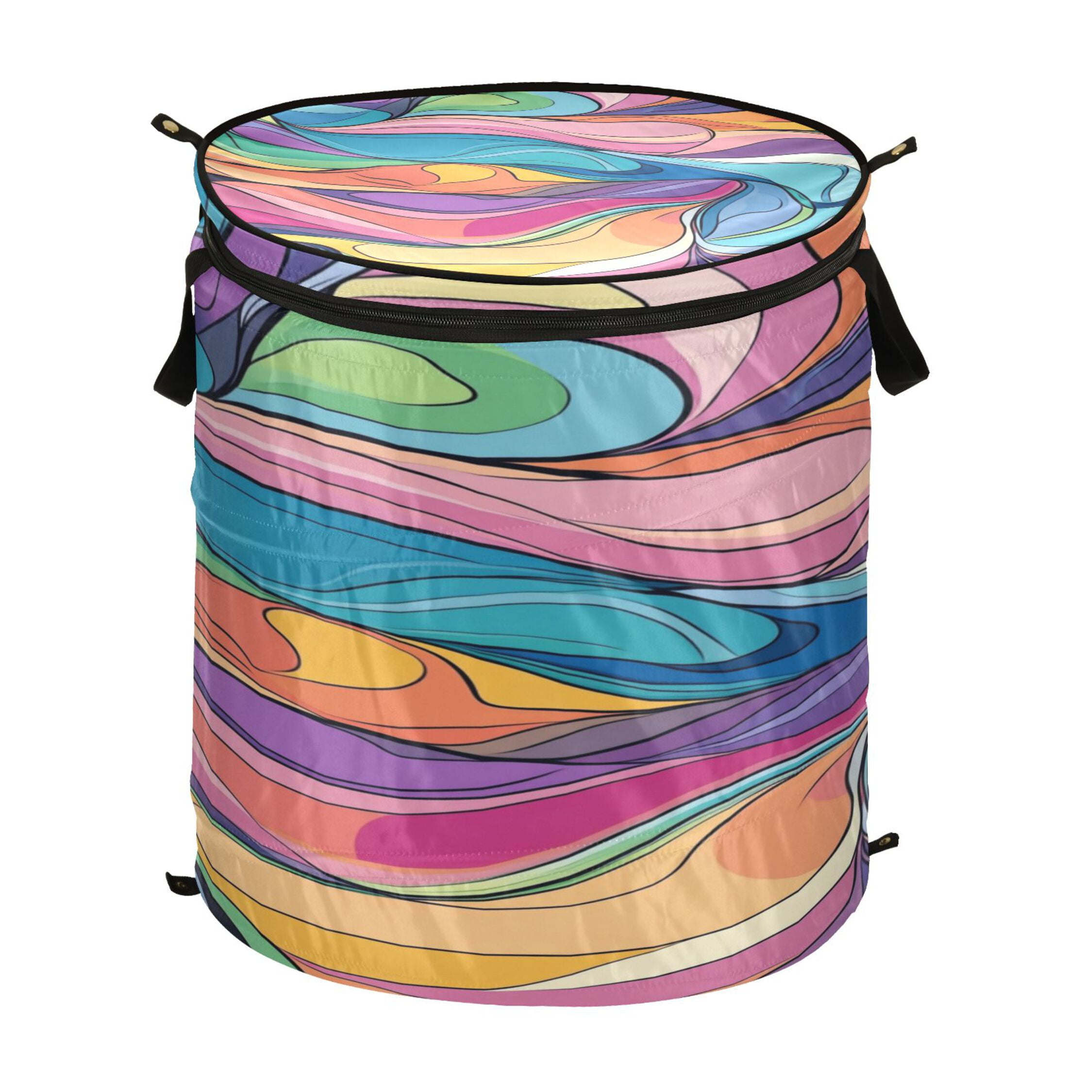 50L Large Capacity Foldable Elastic Storage Basket Laundry Basket ...